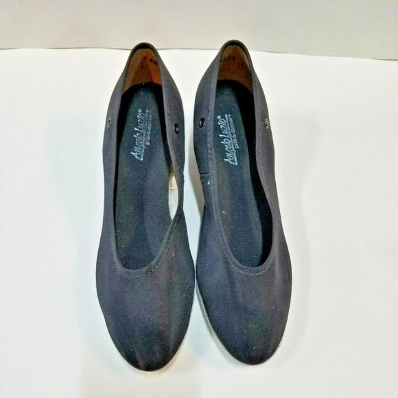 Angelo Luzio Shoes Angelo Luzio 92 Womens Size 55b Black Canvas Slipon Ballroom Pumps Exam
